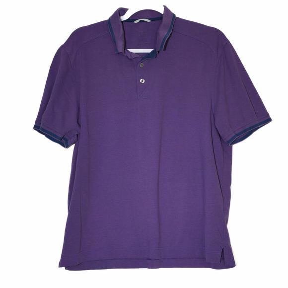 Shirts | Mens Purple Polo Shirt Solid Cotton Collared Buttons Casual ...